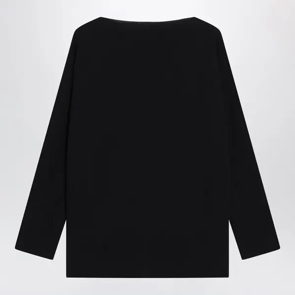 Miu Miu Virgin Wool Sweater With Logo Intarsia - Blue