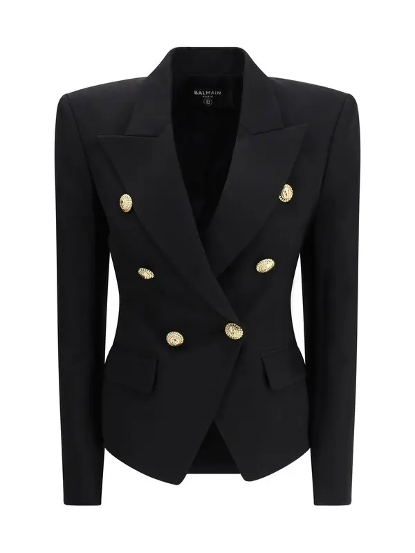 Balmain Grain De Poudre Fitted Jacket - Black