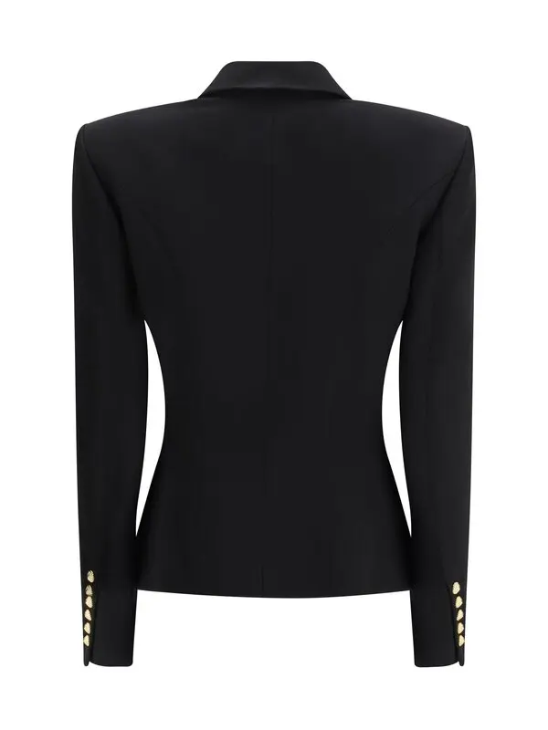 Balmain Grain De Poudre Fitted Jacket - Black