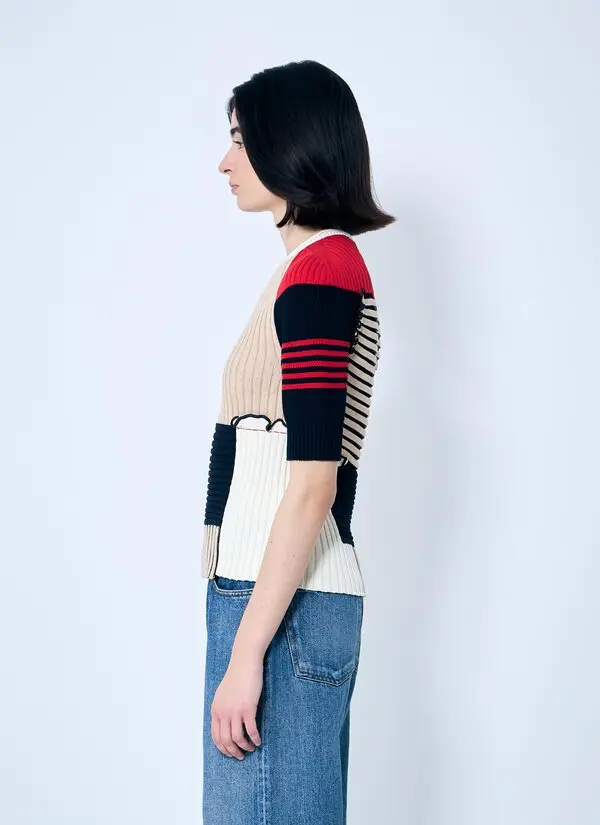 Bottega Veneta Rib Patchwork Sweater - Cream