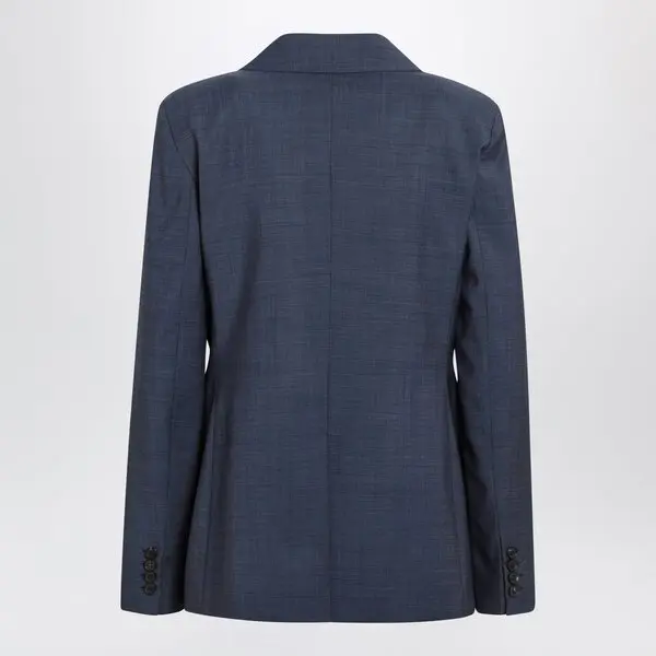 Max Mara Double-breasted Jacket In Denim Wool Canvas