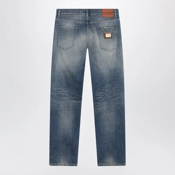 Dolce & Gabbana Washed-effect Jeans With Logo Plaque