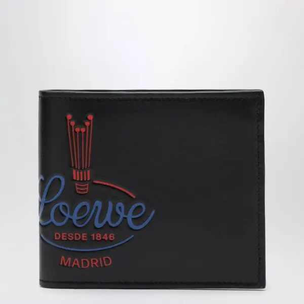 Loewe Leather Bi-fold Wallet With Logo - Black