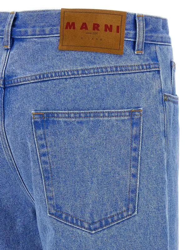 Marni Bleached Coated Denim Jeans - Blue