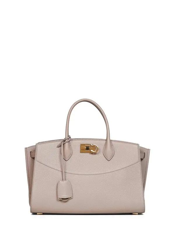 FERRAGAMO Warm Taupe New Studio Soft Bag Handbag - Multicolor
