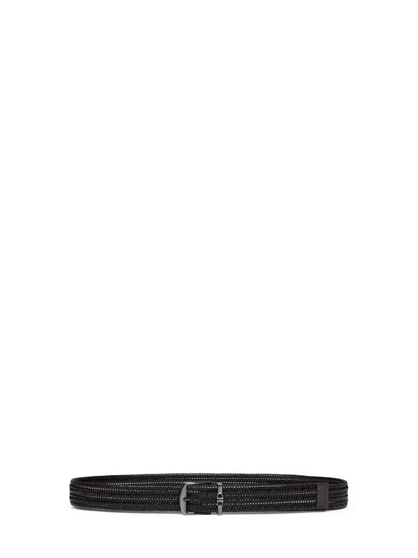 FERRAGAMO Dark Brown Woven Leather Belt