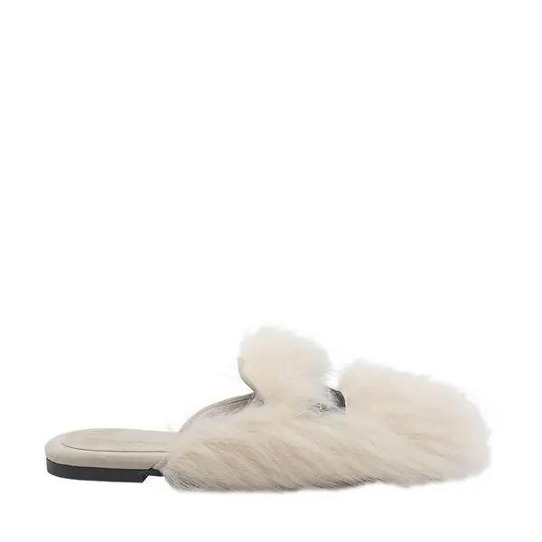 Dolce & Gabbana Logo Shearling And Suede Slippers - White