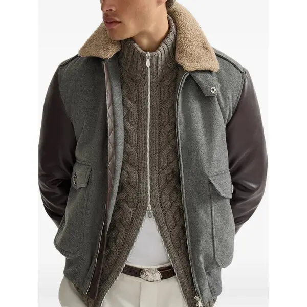 Brunello Cucinelli Grey Jackets Bomber Jackets