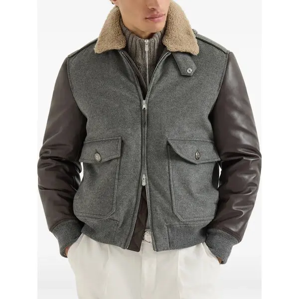 Brunello Cucinelli Grey Jackets Bomber Jackets