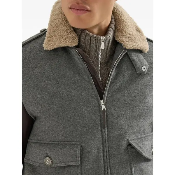 Brunello Cucinelli Grey Jackets Bomber Jackets