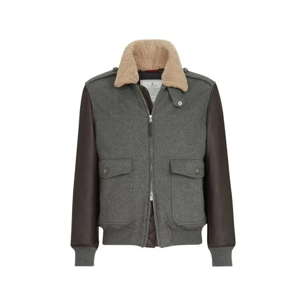 Brunello Cucinelli Grey Jackets Bomber Jackets - Gray