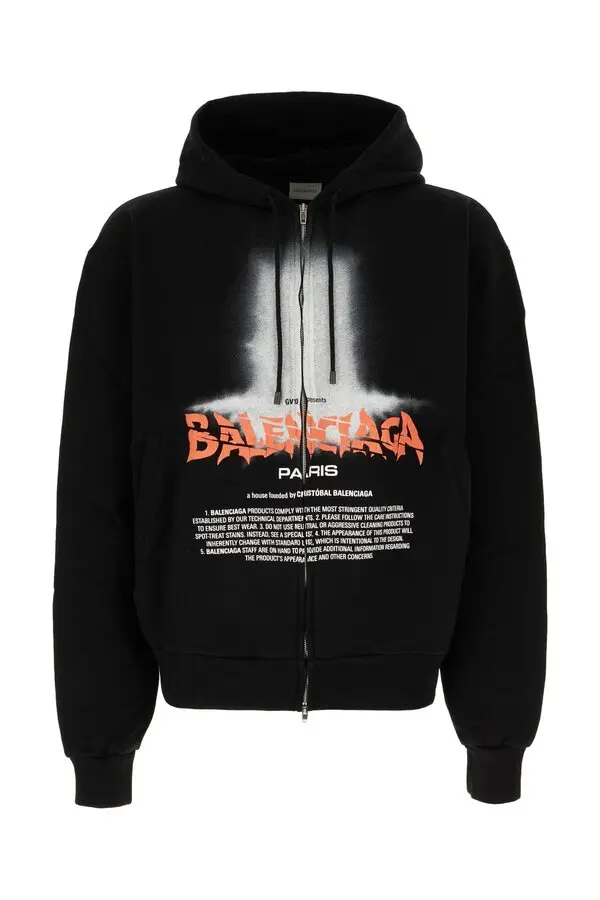 Balenciaga Full Zip Hooded Sweatshirt - Multicolor