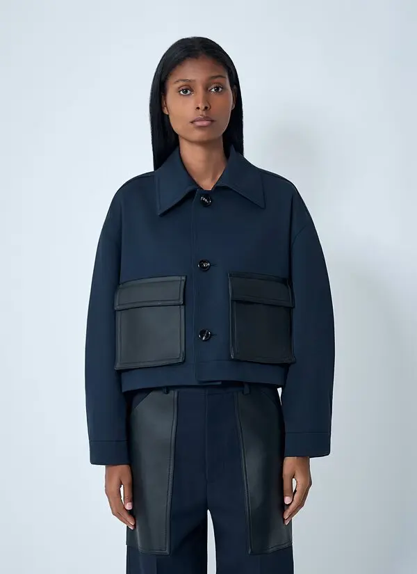 Bottega Veneta Compact Wool And Cotton Twill Jacket - Blue