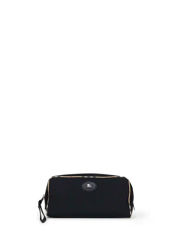 Burberry Black Large Travel Bag With Check Trims - Multicolor
