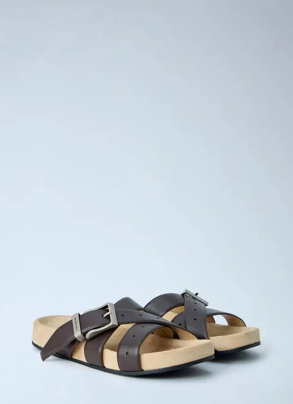 Balenciaga Belt Leather Sandals - Brown