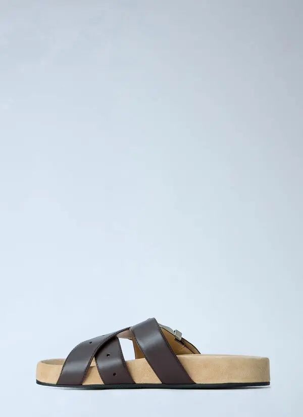 Balenciaga Belt Leather Sandals - Brown