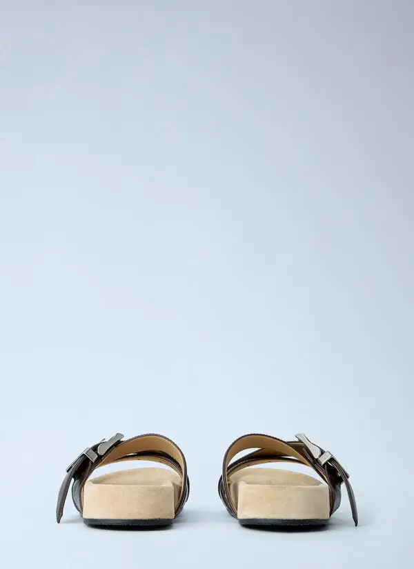 Balenciaga Belt Leather Sandals - Brown