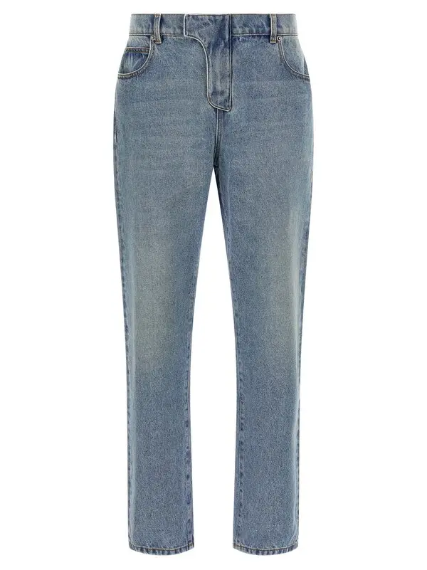 Balmain Stonewashed Cotton Denim Jeans - Blue