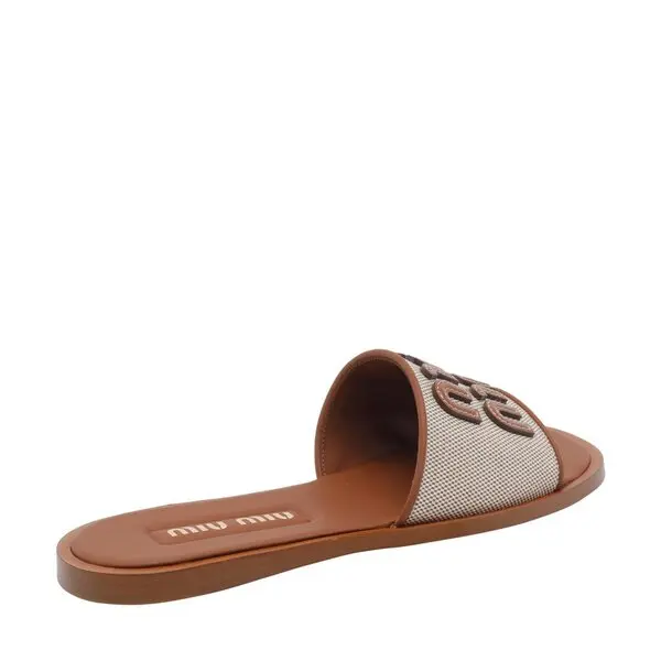 Miu Miu Logo Sandals - Cream