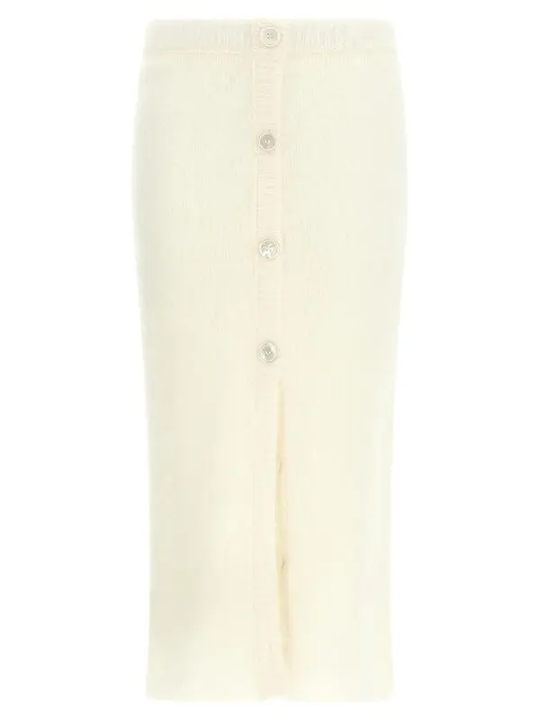 Alessandra Rich Carded Mohair Midi Skirt - White