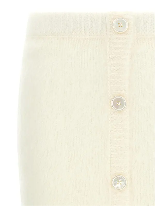 Alessandra Rich Carded Mohair Midi Skirt - White