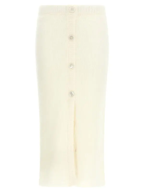 Alessandra Rich Carded Mohair Midi Skirt - White