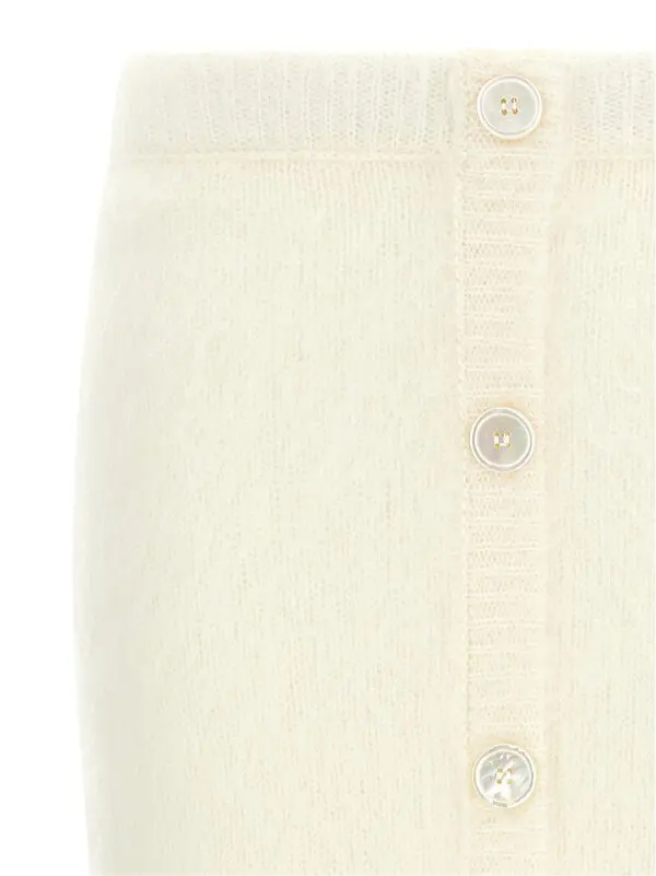 Alessandra Rich Carded Mohair Midi Skirt - White