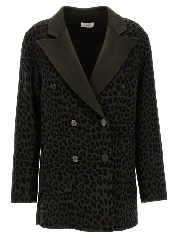 P.a.r.o.s.h Animal Print Double-breasted Blazer