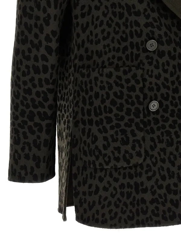 P.a.r.o.s.h Animal Print Double-breasted Blazer