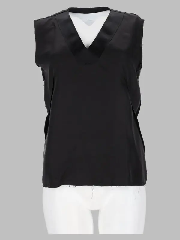 MAISON MARGIELA Silk Sleeveless Blouse - Black