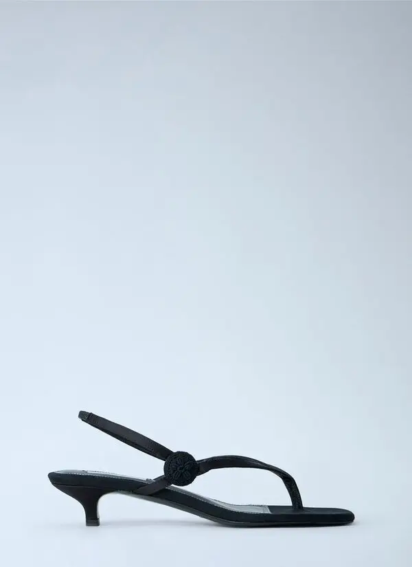 TOTEME Slingback Satin Sandals - Black