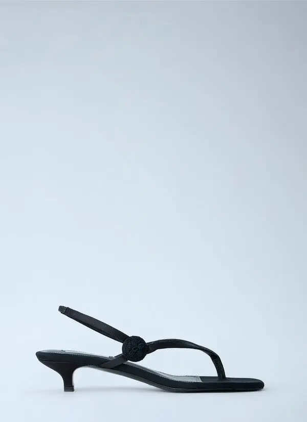 TOTEME Slingback Satin Sandals - Black