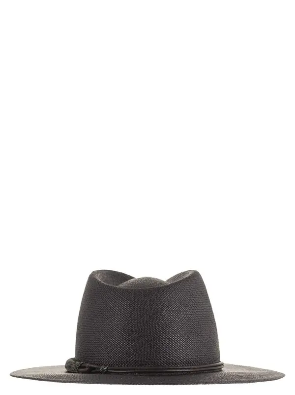 Brunello Cucinelli Straw Fedora With Precious Leather Band