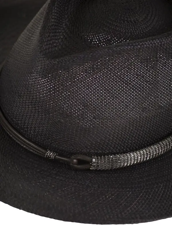 Brunello Cucinelli Straw Fedora With Precious Leather Band