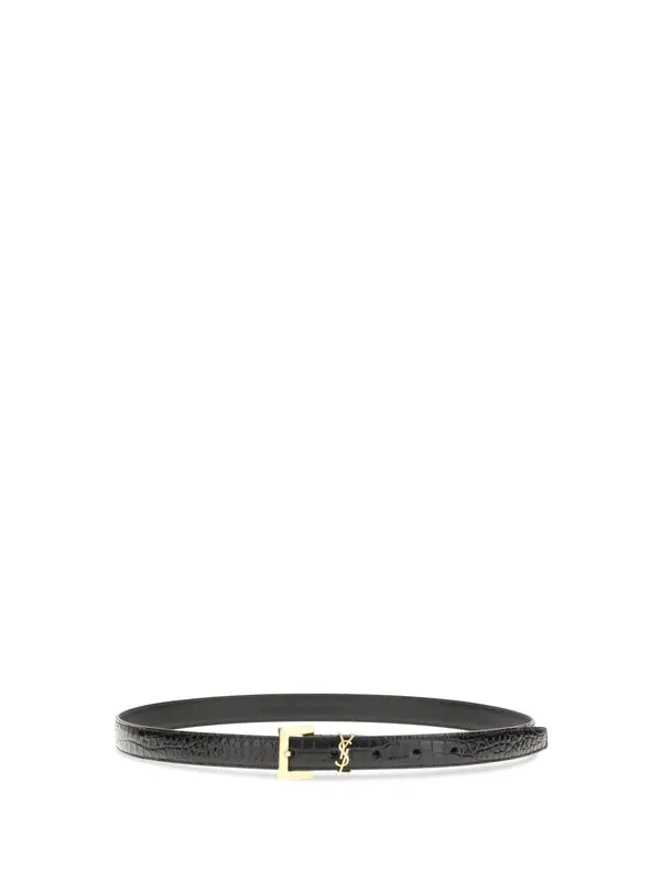 Saint Laurent Crocodile-effect Cassandre Belt