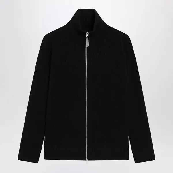 MAISON MARGIELA Zip-up Knit Cardigan In Cotton And Wool - Black