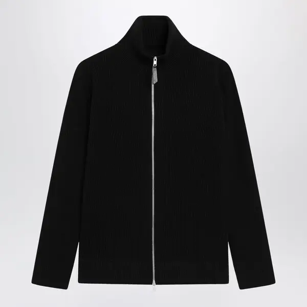 MAISON MARGIELA Zip-up Knit Cardigan In Cotton And Wool - Black