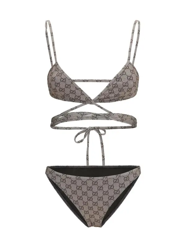 Gucci Printed Stretch Jersey Bikini - Cream