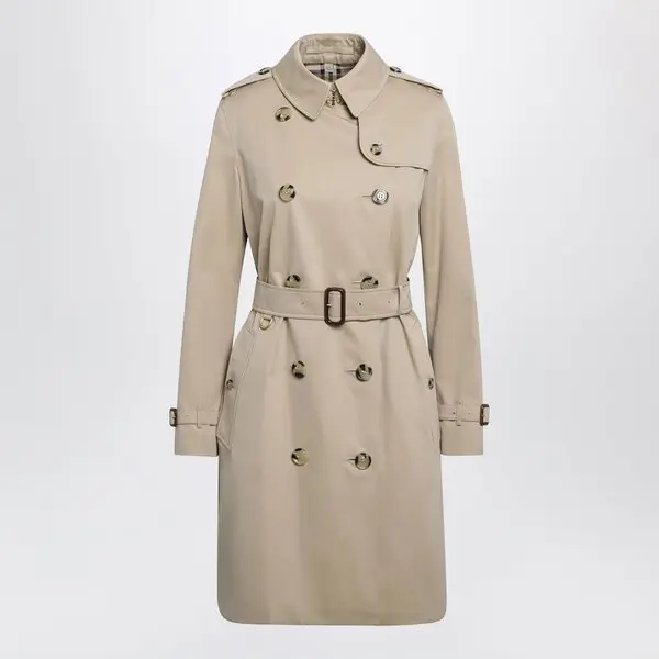 Burberry Beige Double-breasted Kensington Cotton Trench Coat - Cream
