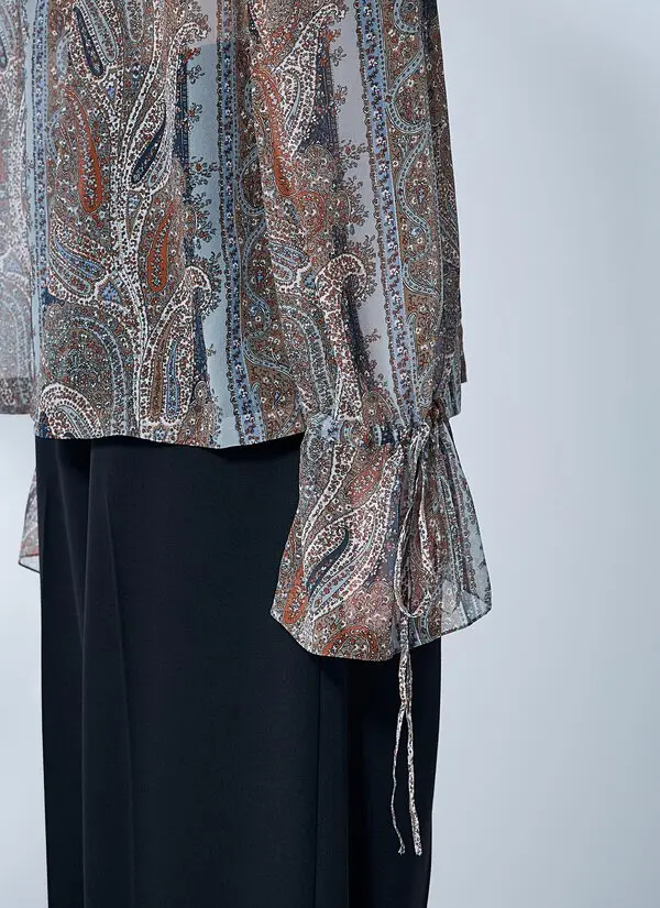 Saint Laurent Paisley Silk Blouse - Brown