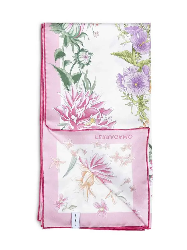FERRAGAMO Pink Primavera-print Silk Scarf - Multicolor