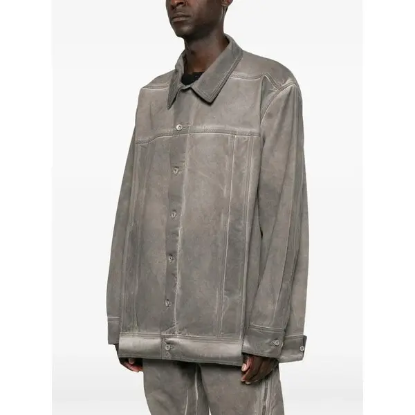 Rick Owens Faded Denim Jacket - Gray