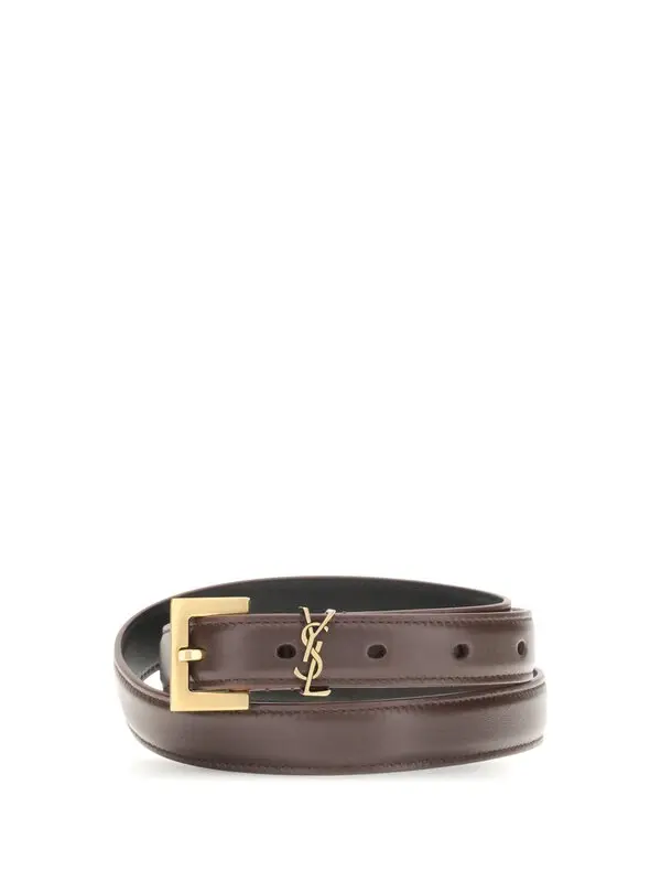 Saint Laurent Cassandre Slim Belt - Brown