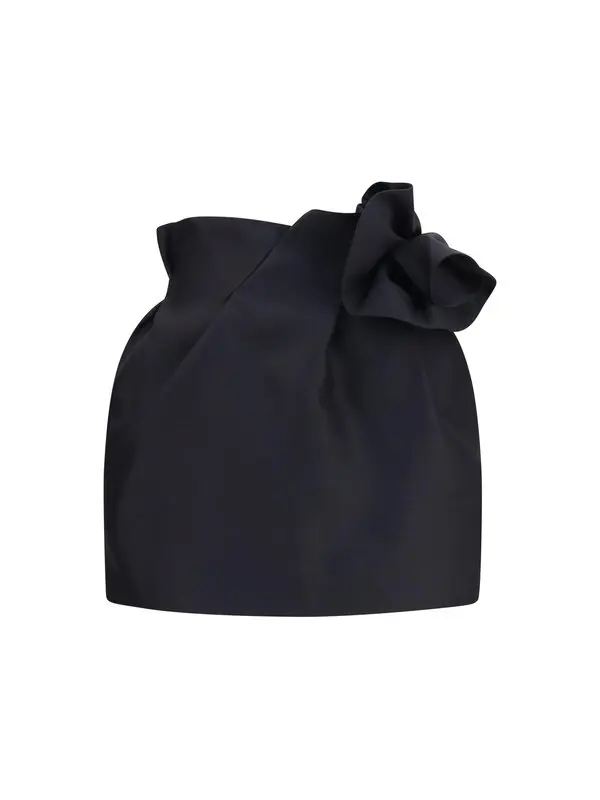 Magda Butrym Wool And Silk Mini Skirt With Floral Details - Black
