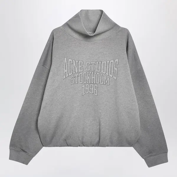 Acne Studios Melange Fleece Sweatshirt With Logo - Gray