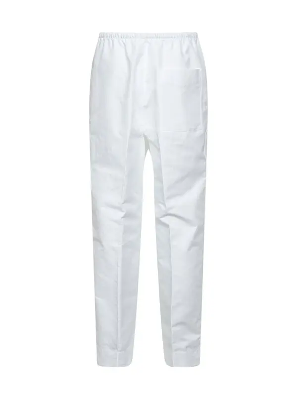 Bottega Veneta White Cotton Poplin Drawstring Trousers