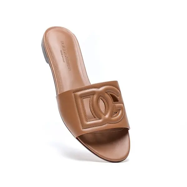 Dolce & Gabbana Leather Slide - Brown