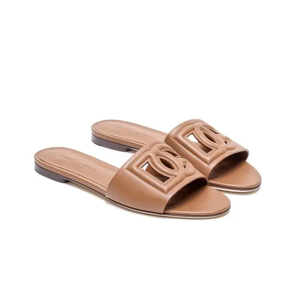 Dolce & Gabbana Leather Slide - Brown