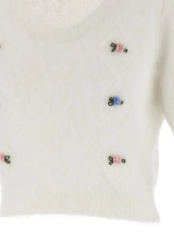 Alessandra Rich Mohair Blend Sweater - White