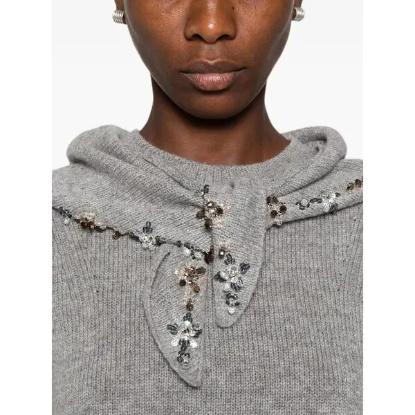 Prada Cashmere Crystal-embellished Pullover - Gray